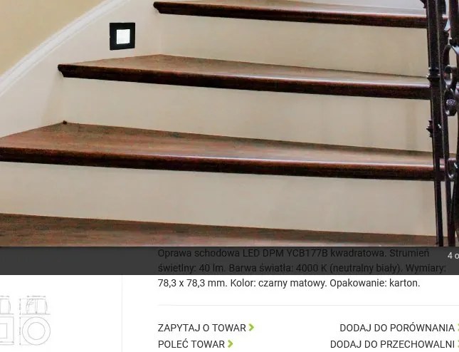 DPM Schodišťové orientační svítidlo, 4000K čtverec, bílá