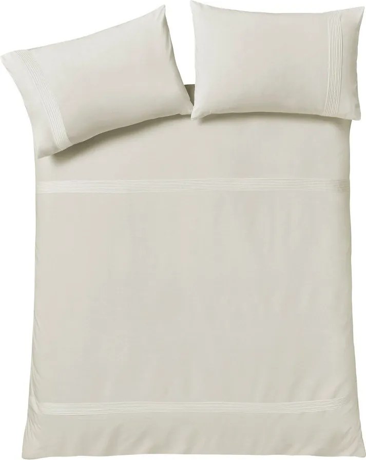 Krémové povlečení na dvoulůžko 200x200 cm Pintuck Easy Iron Percale – Catherine Lansfield