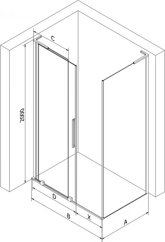 Mexen Velar L, sprchový kout s posuvnými dveřmi 110 x 85 cm, 8mm šedé sklo, měděná matná, 871-110-085-43-65