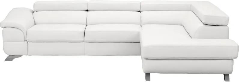 Bílá kožená rozkládací rohová pohovka s úložným prostorem Windsor & Co Sofas Gamma, pravý roh