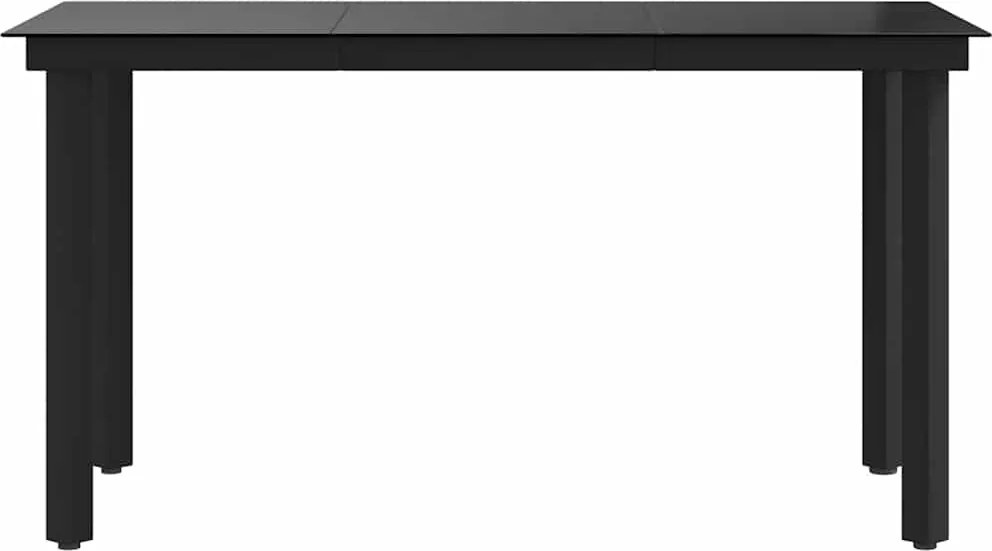 Zahradní jídelní stůl černý 140 x 70 x 74 cm ocel a sklo 318747