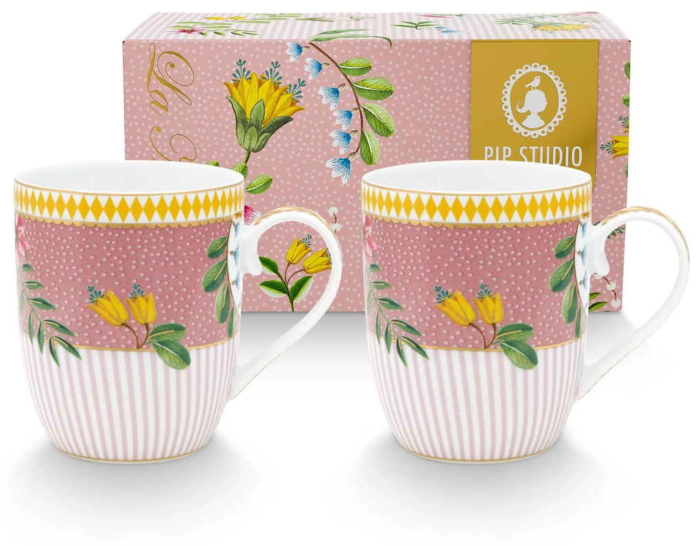 Pip Studio La Majorelle sada 2 hrnků 180ml, růžová (sada 2 hrnků v dárkovém balení)