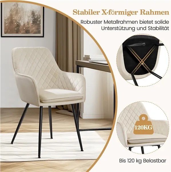 Sada 2 ks – Jídelní židle Yaheetech – béžová, 61 cm (délka) × 55 cm (šířka) × 85 cm (výška) (267329996755)