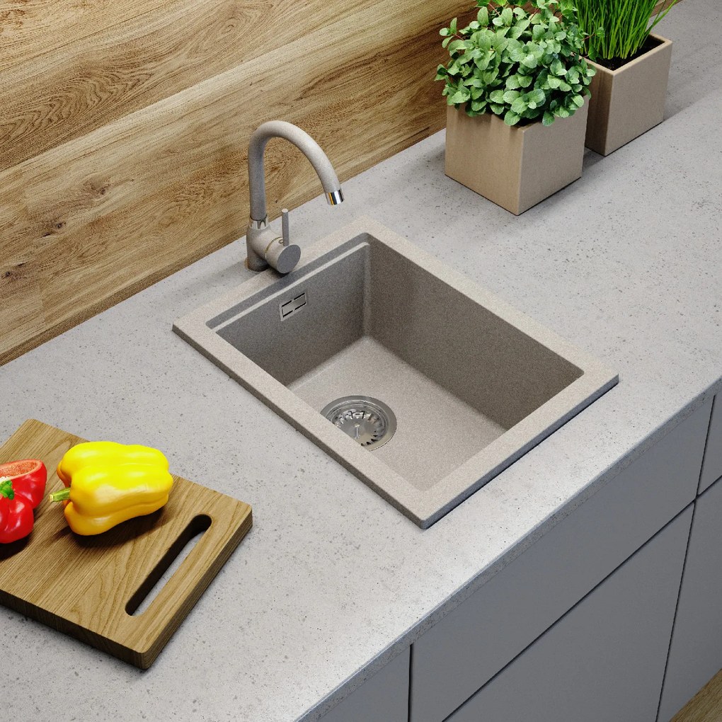 Gamma Decor 3850, 1-komorový granitový dřez 380x500x207 mm, béžová, GMA-ZLE000157