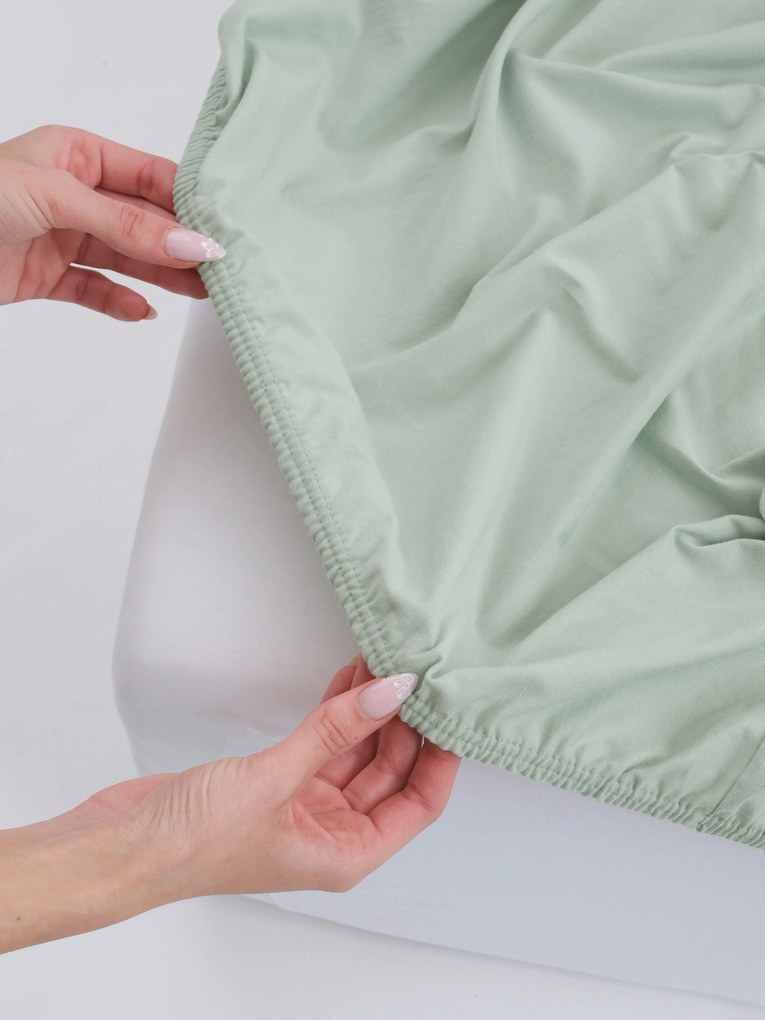 MK Lůžkoviny Jersey prostěradlo s elastanem Deluxe 220 × 200 cm – šedozelená