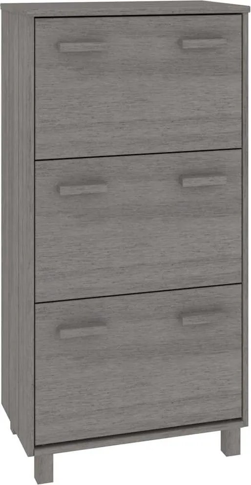 Botník HAMAR světle šedý 59,5 x 35 x 117 cm masivní borovice 340515