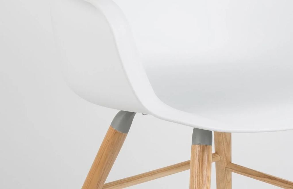 Bílá plastová jídelní židle ZUIVER ALBERT KUIP s područkami