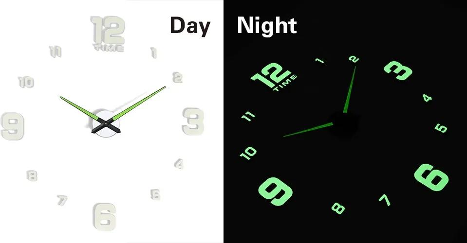KIK Designové 3D nalepovací hodiny fluorescentní 50 - 60cm, KX7444 | BIANO