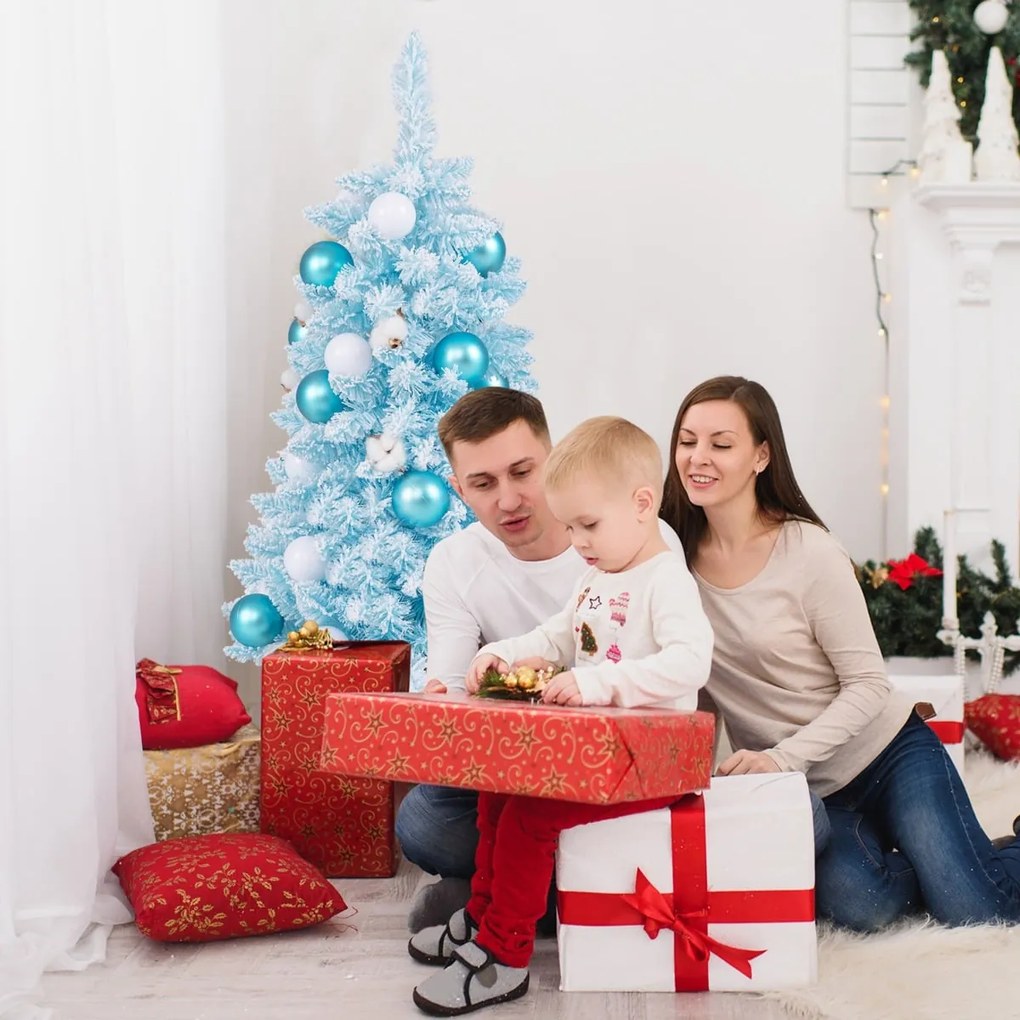 Costway 90 cm Mini umělý vánoční stromek se sněhovou a cementovou základnou
