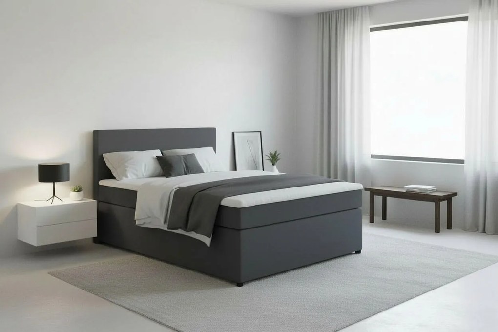 XXXLutz POSTEL BOXSPRING, 140/200 cm, antracitová MID.YOU - Jednolůžkové postele - 000044002906