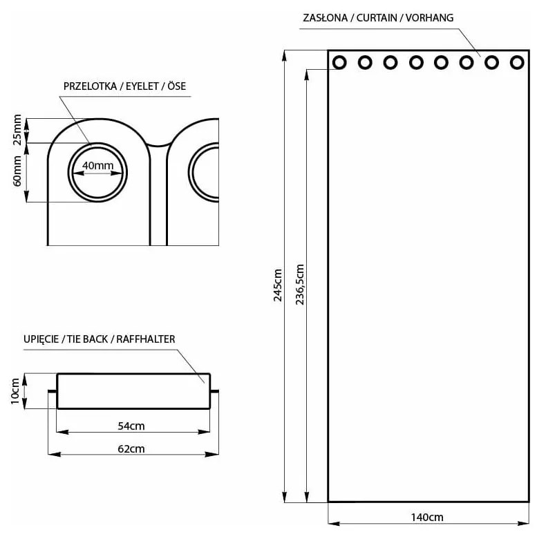 Béžový zatemňovací závěs AmeliaHome Eyelets Beige, 140 x 245 cm