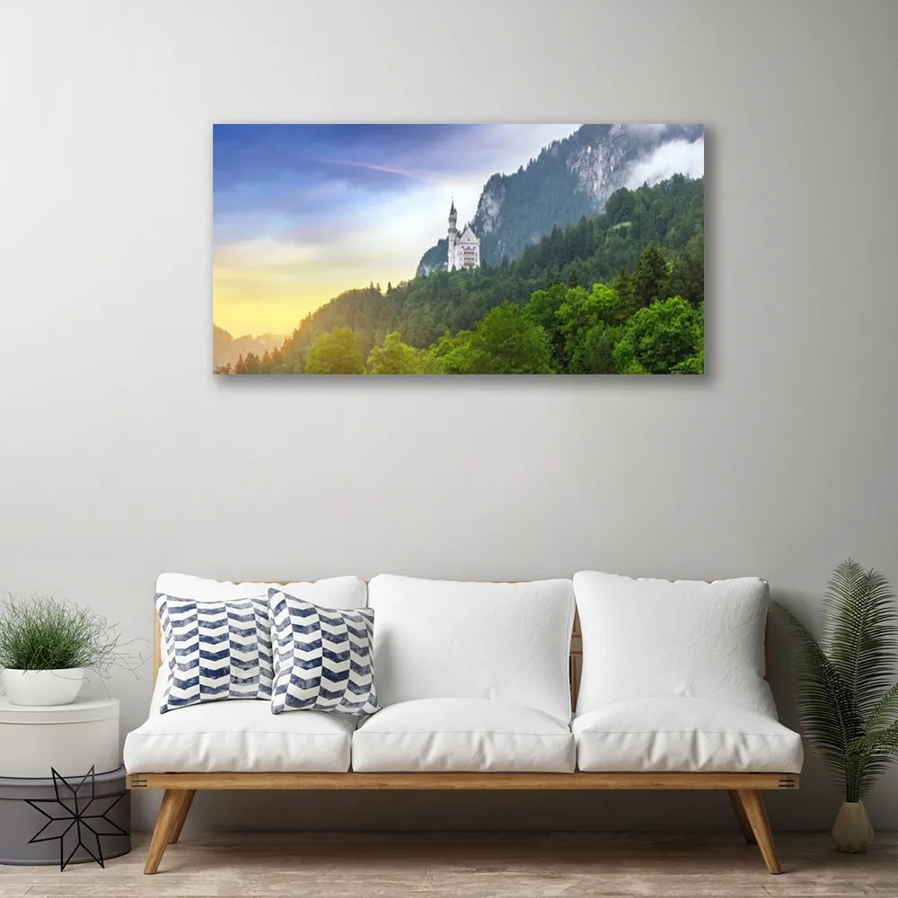 Obraz na plátně Zámek v Horách Les Krajina 140x70 cm