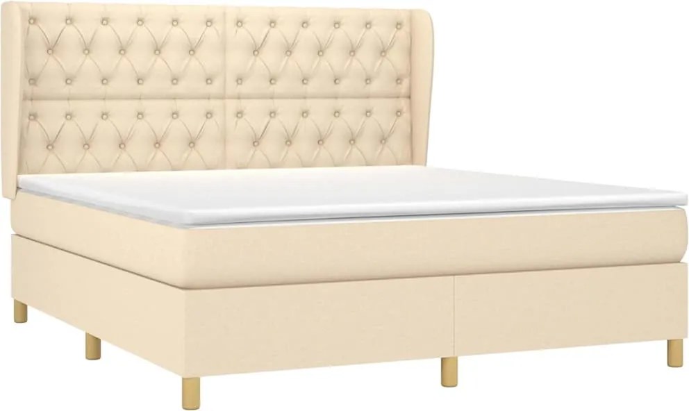 Box spring postel s matrací krémová 160x200 cm textil 3128778