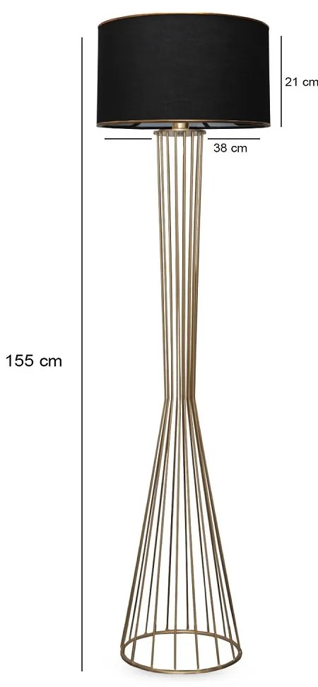 Designová stojanová lampa Fellini 155 cm černá / zlatá