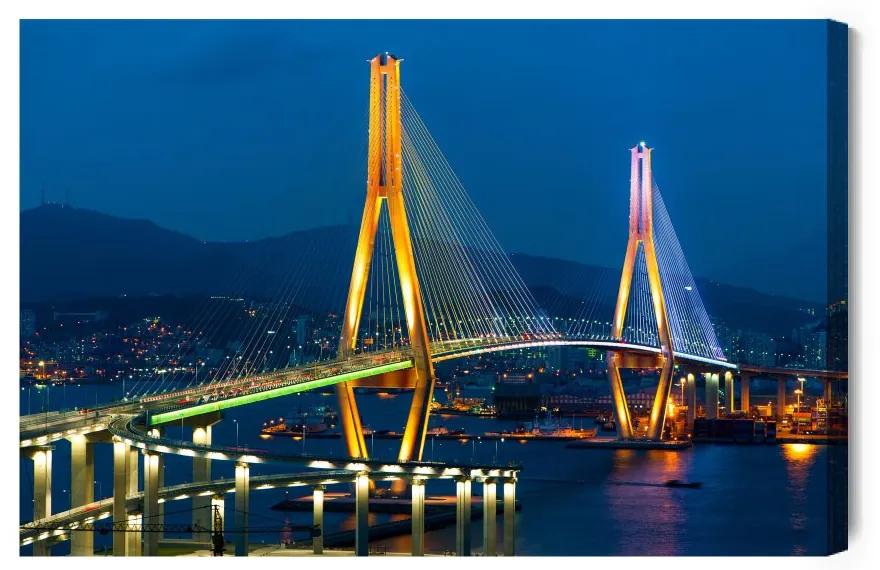 Obraz Busan Harbour Bridge, Jižní Korea Nedostatek Nedostatek Přírodní plátno 30x20