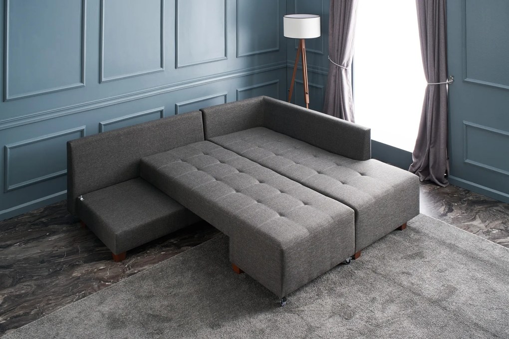 Atelier del Sofa Rohová sedací souprava Manama Corner Sofa Bed Right - Anthracite, Antracitová