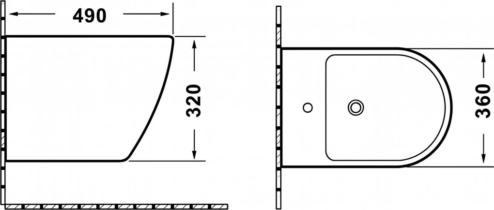 Erga Lily, závěsný bidet 490x360x320 mm, černá matná, ERG-V03-LILY-BD-BK