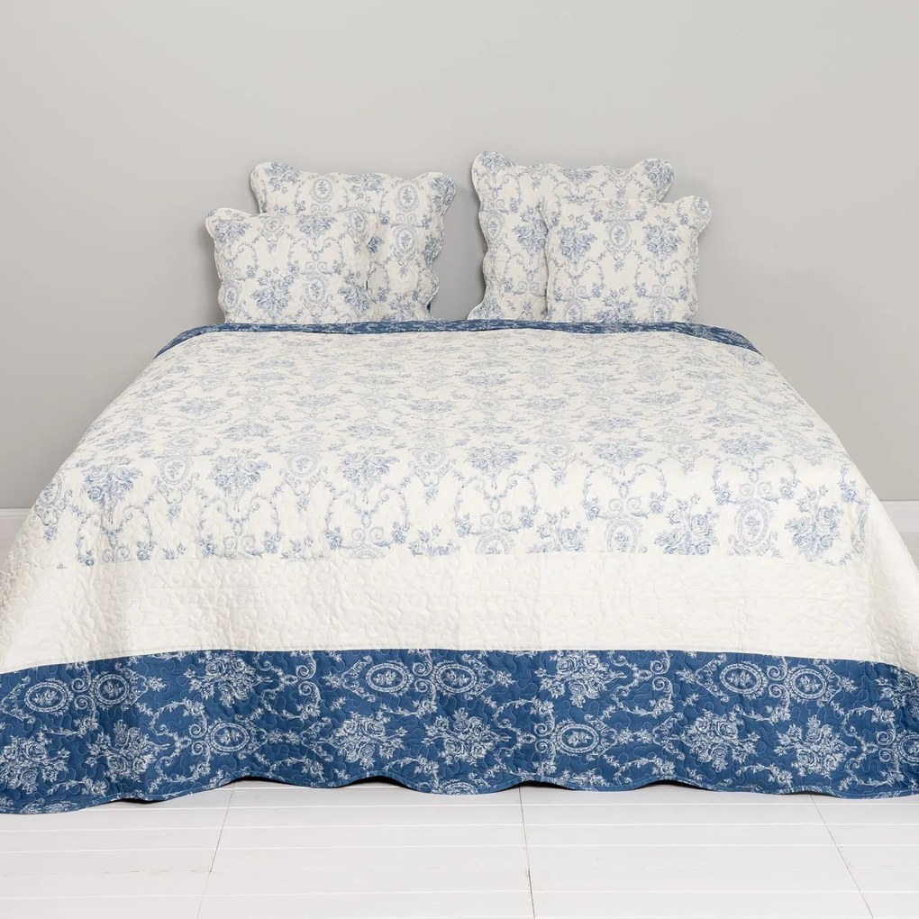 Přehoz na dvoulůžkové postele Roses blue - 230*260 cm