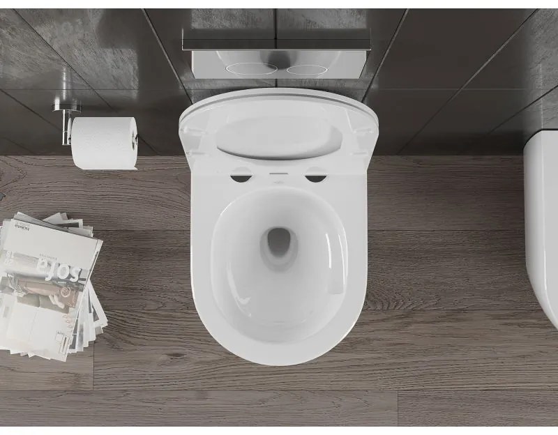 Mexen Carmen, závěsná WC mísa 490x365x340 mm, Rimless Tornádo, bílá lesklá, 3388XX00T