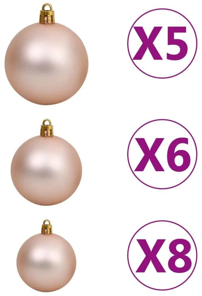 vidaXL Umělý vánoční stromek s LED a sadou koulí bílý 180 cm