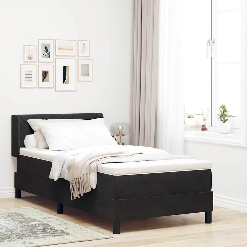 Postel s boxspringem s čelo Černý 200 x 90 cm samet 3341506