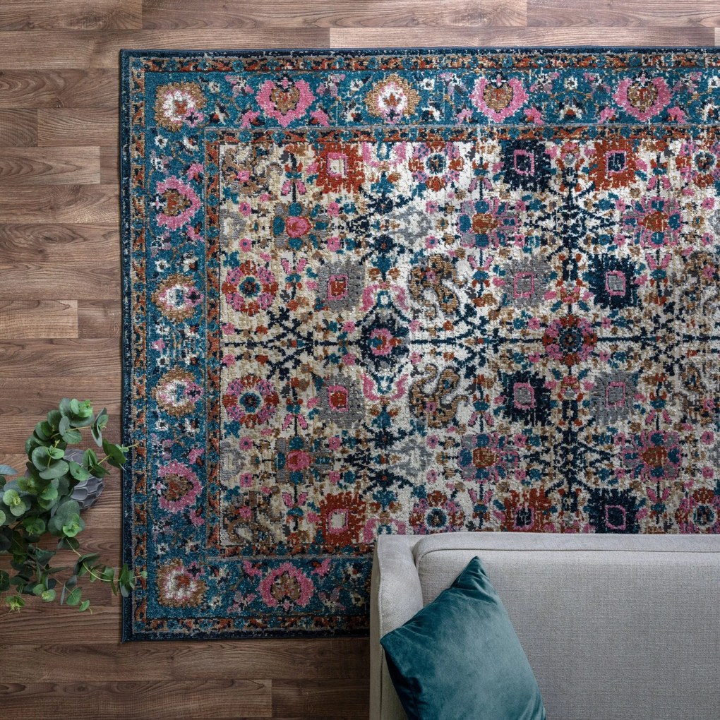 Modrý koberec Cure Blue Retro Rozměry: 195x290 cm