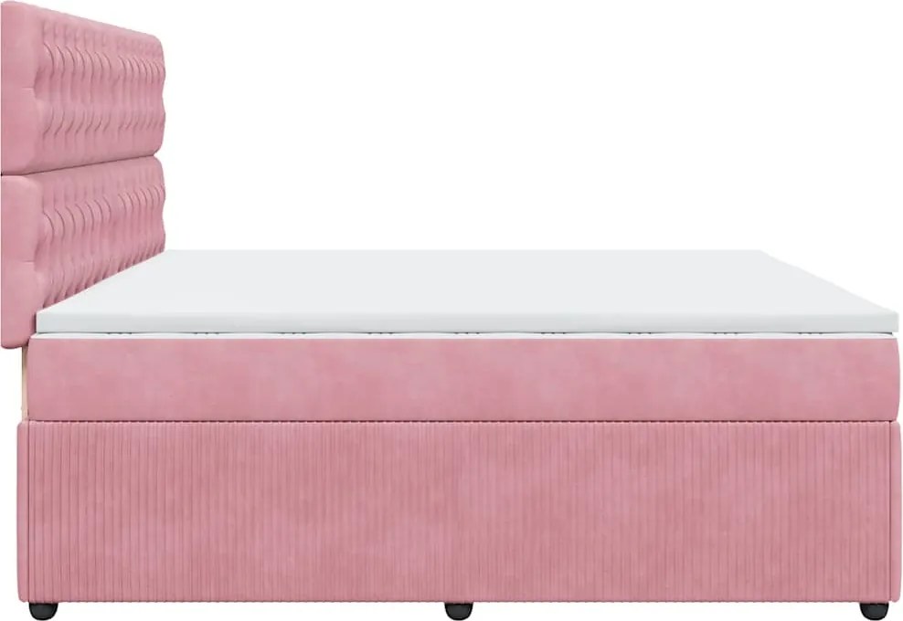 Box spring postel s matrací růžová 200x200 cm samet 3292441