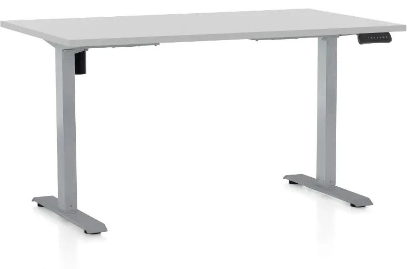 Výškově nastavitelný stůl OfficeTech B, 120 x 80 cm, šedá podnož, světle šedá