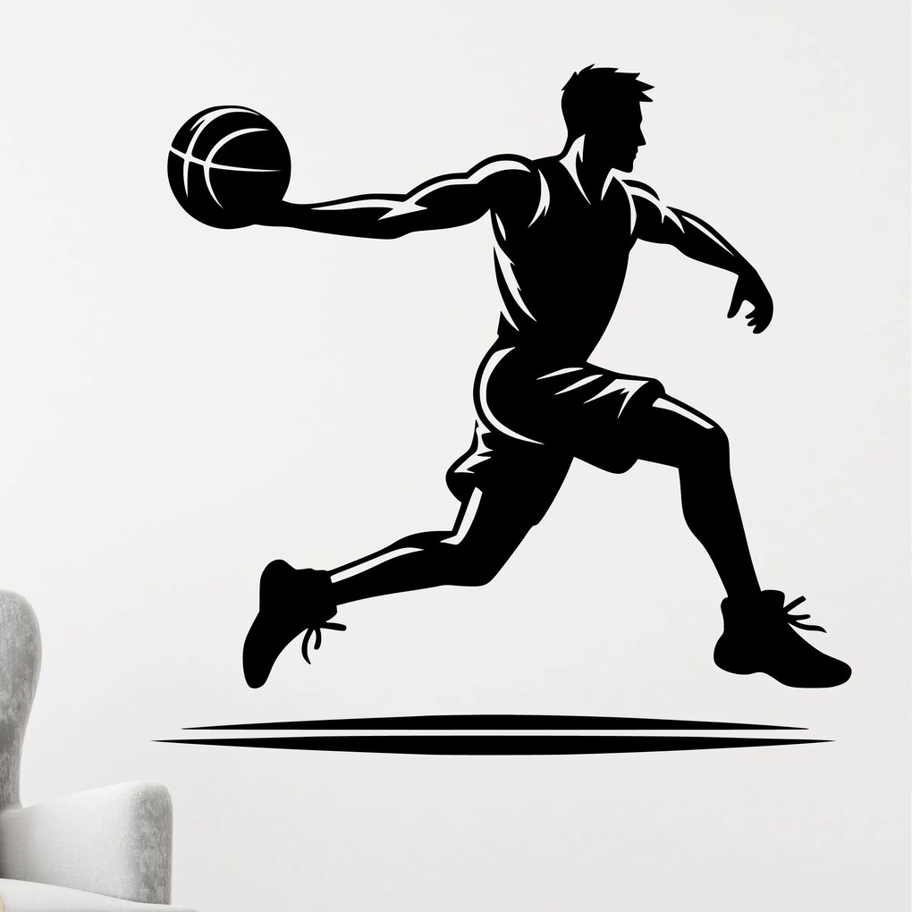 Živá Zeď Samolepka na zeď Basketbal Barva: černá