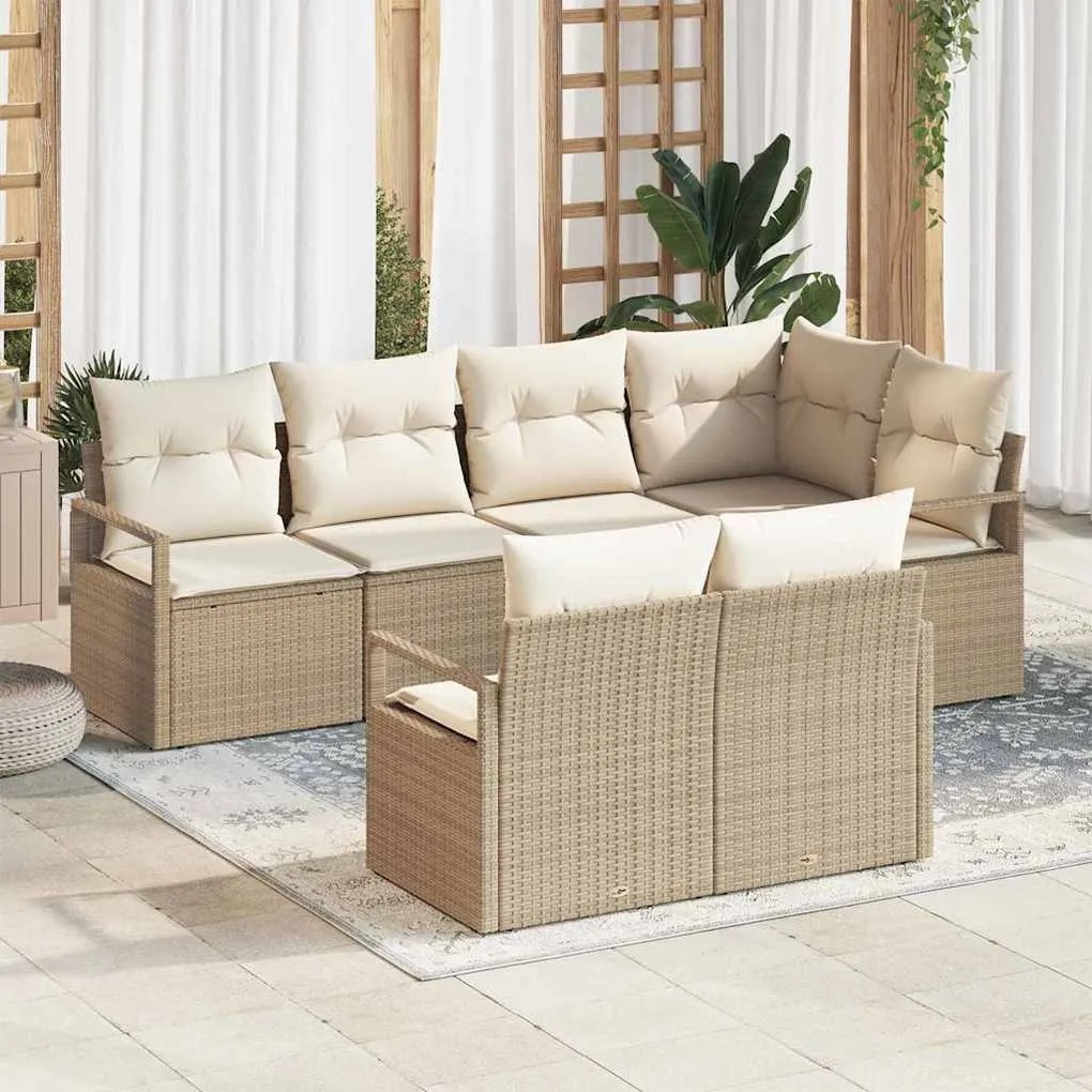 Set pohovek 7 ks Béžová polyratan 3346421