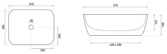 REA-U6647 - Umyvadlo na desku FREJA 39,5x51 cm keramika/šedá/dekor mramoru