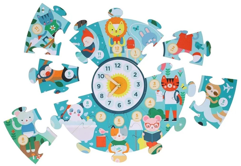Petit Collage Podlahové puzzle Ilustrované učební hodiny
