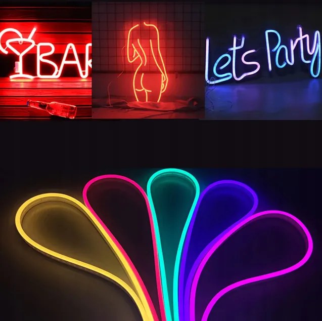 LED pásek 12V vodotěsný 1m NEON - růžová