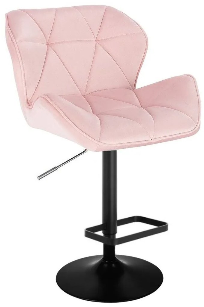 LuxuryForm DESIGN Barová židle MILANO VELUR na černém talíři - světle růžová
