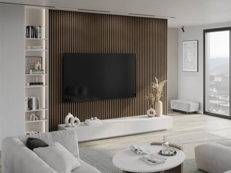 Mexen Lam-B, akustické stěnové lamely 275 × 30 cm, HDF deska 4 mm, technická dýha, ořech espresso, S100-275307-3015-019
