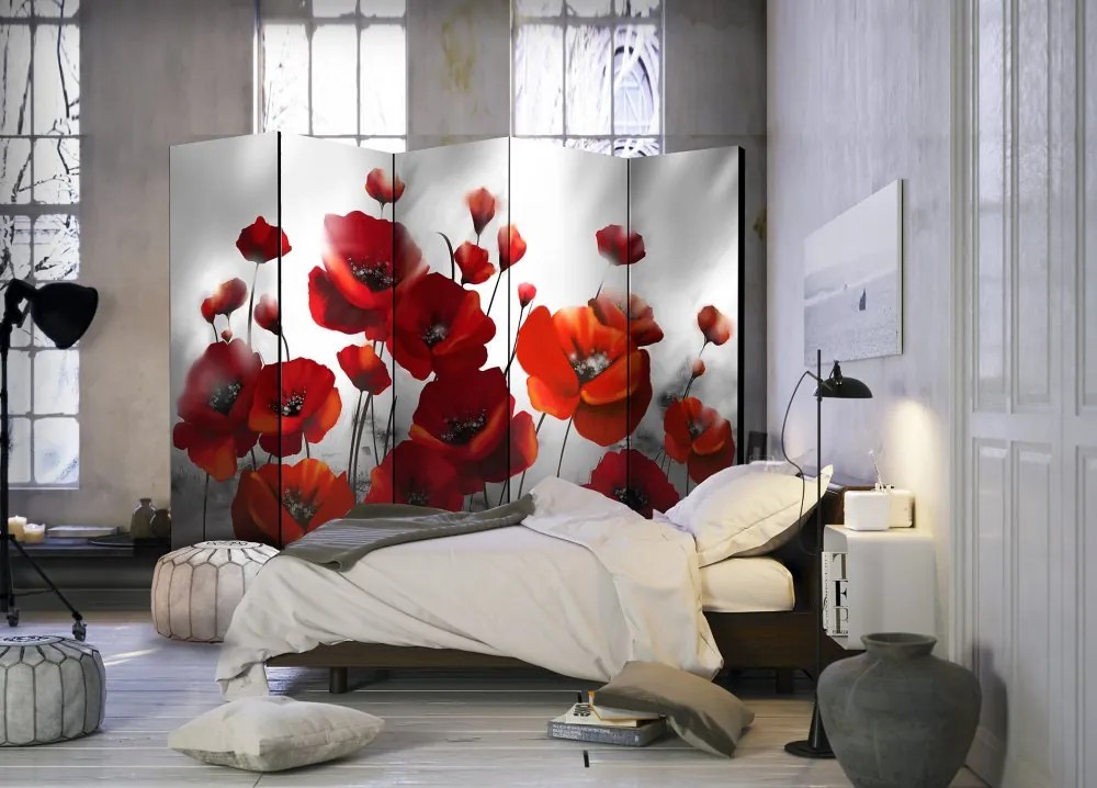 Paraván Poppies in the Moonlight Dekorhome 135x172 cm (3-dílný)