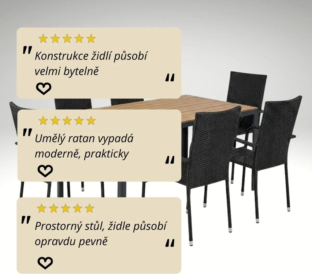 Vikio Zahradní ratanový set 150x90 pro 6 osob DT276-P přírodní