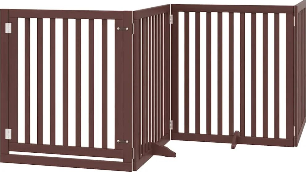 Zábrana pro psy s dvířky skládací 12 panelů hnědá 960 cm topol 3155696