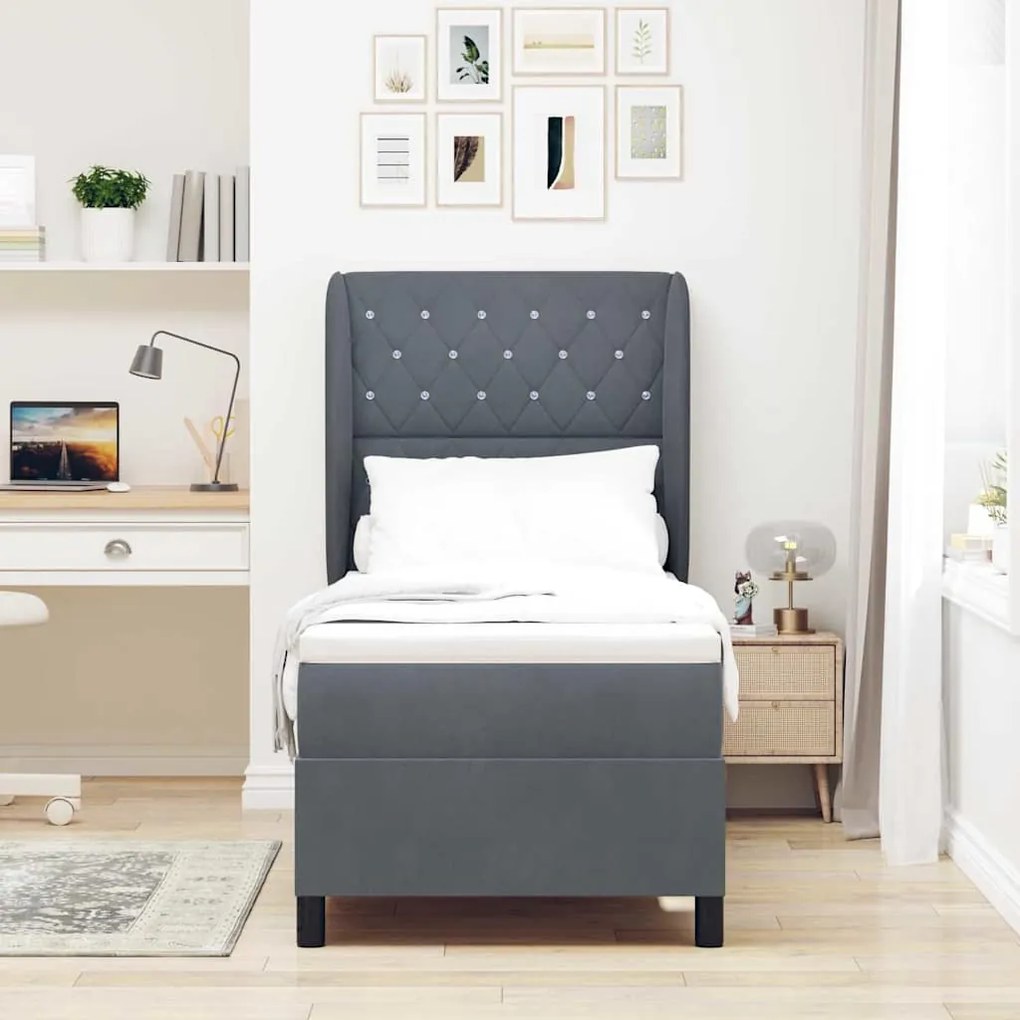Postel s boxspringem s polštářem Tmavě šedá 200 x 80 cm samet 3340845