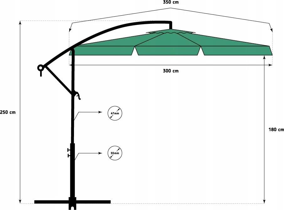 Bestent Zahradní skládací zelený slunečník 350cm