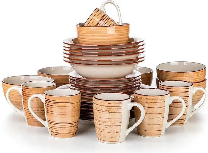 Keramická jídelní souprava SPIRAL BROWN 30 ks
