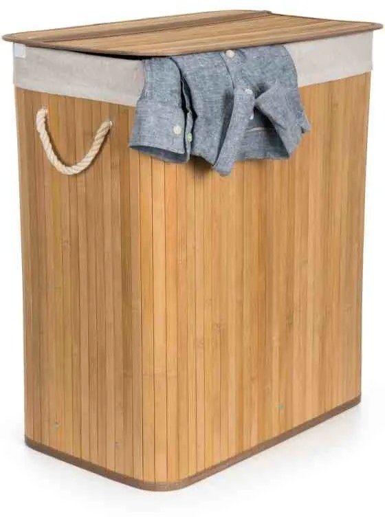 Koš na prádlo G21 105 l s rozdělovačem, bambusový s bílým košem