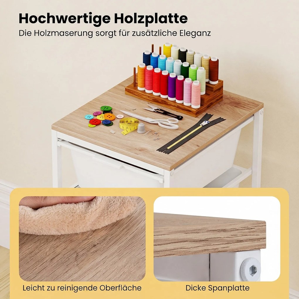 Costway Pojízdný zásuvkový vozík s 4 zásuvkami z plastu – 37 × 32,5 × 71 cm