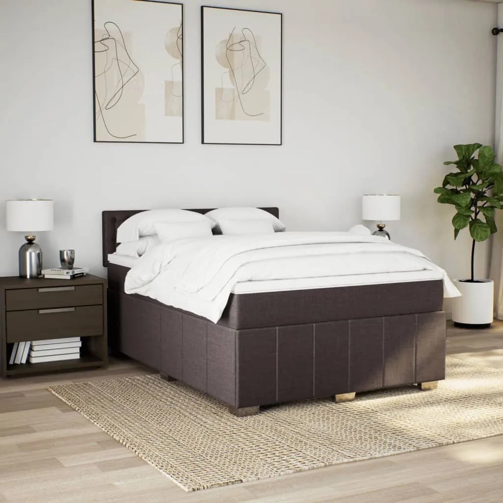 Box spring postel s matrací tmavě hnědá 140x200 cm textil 3287108