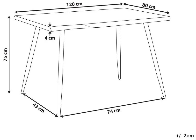 Jídelní stůl 120 x 80 cm přírodní/černý LUTON Beliani