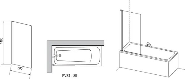 Ravak - Vanová zástěna jednodílná pevná Pivot PVS1-80 cm - bílá, transparentní sklo