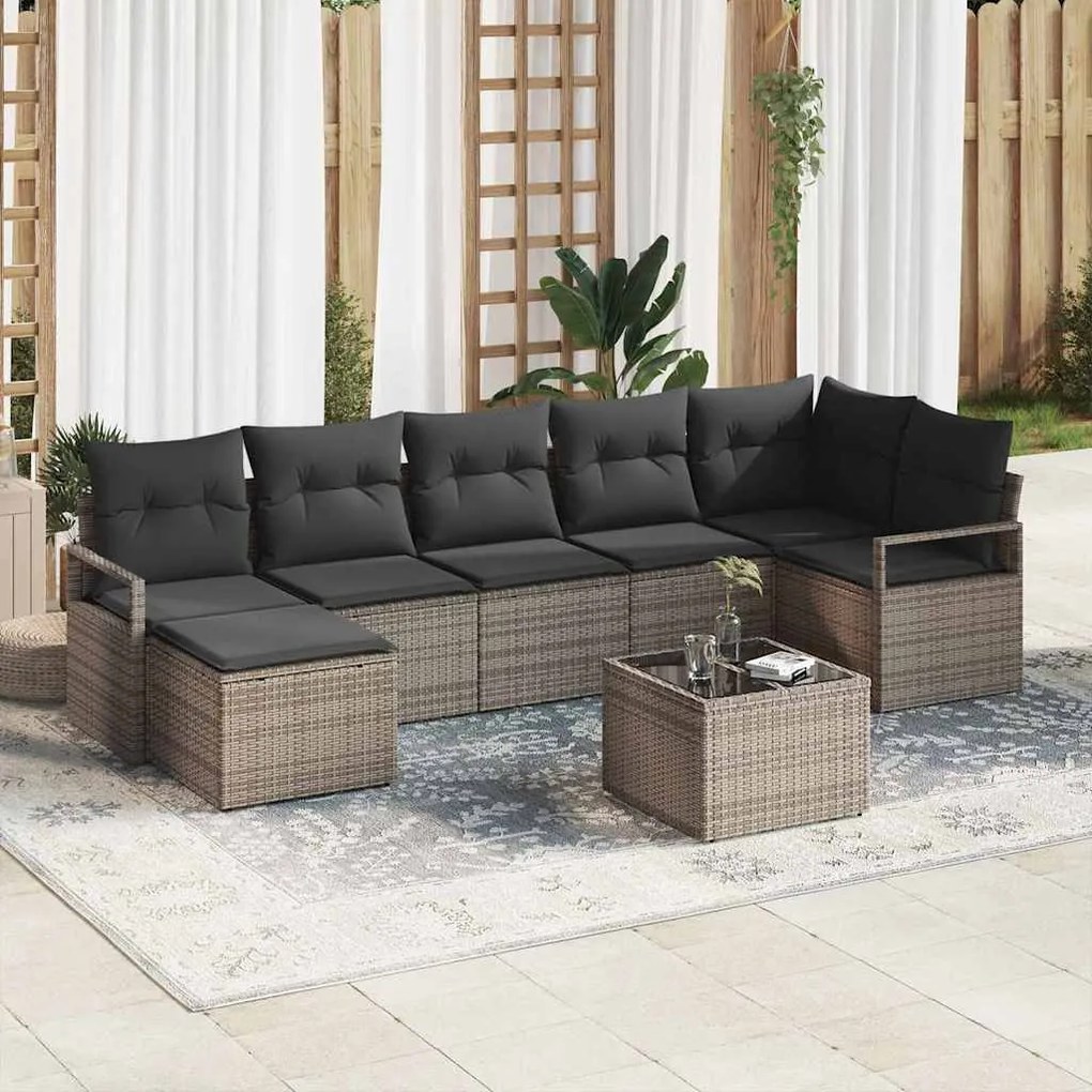Set pohovek 8 ks Světle šedá polyratan 3355148