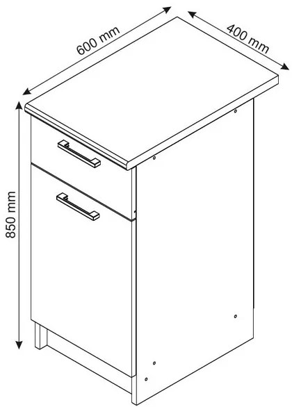 Dolní kuchyňská skříňka Irma SSD40.82, bílá/dub sonoma