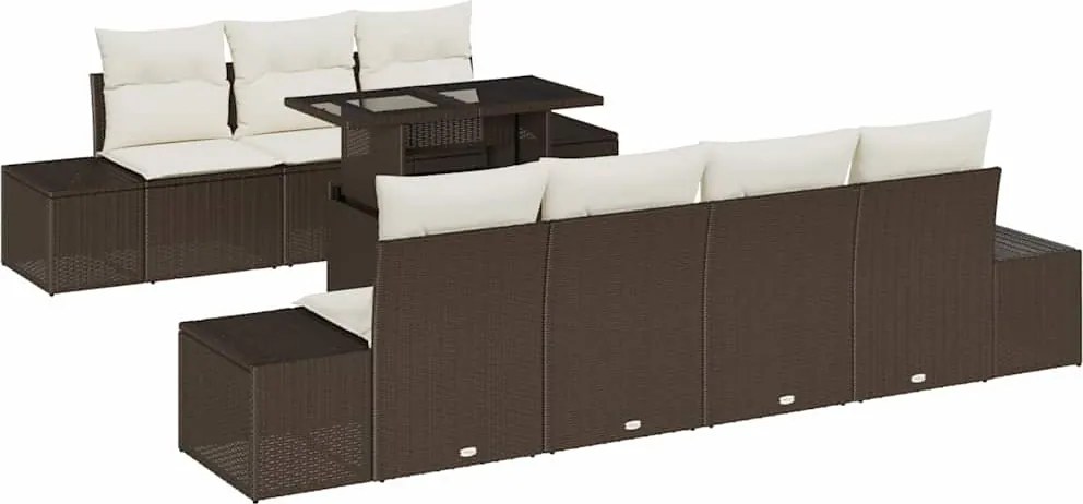 Set pohovek 8 ks Hnědá a krémová polyratan 3349124