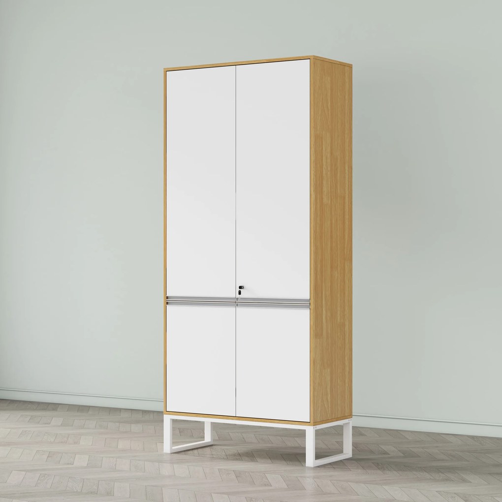 Vysoká kancelářská skříň Houseland Nuvia Loft 90 cm dub/bílá